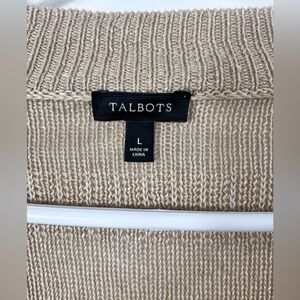 Talbots | Sweaters | Talbots Tan Knitted Linen Cardigan Large Flowy ...